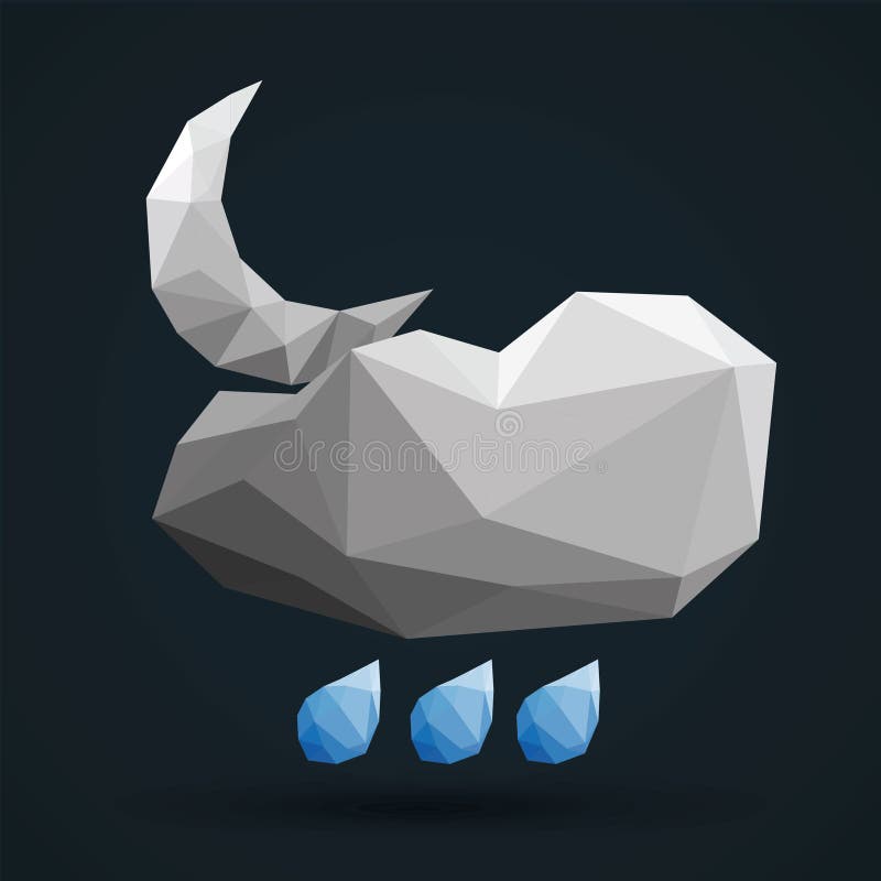 Faceted Cloud Crescent Moon and Rain. Vector Illustration Decorative ...