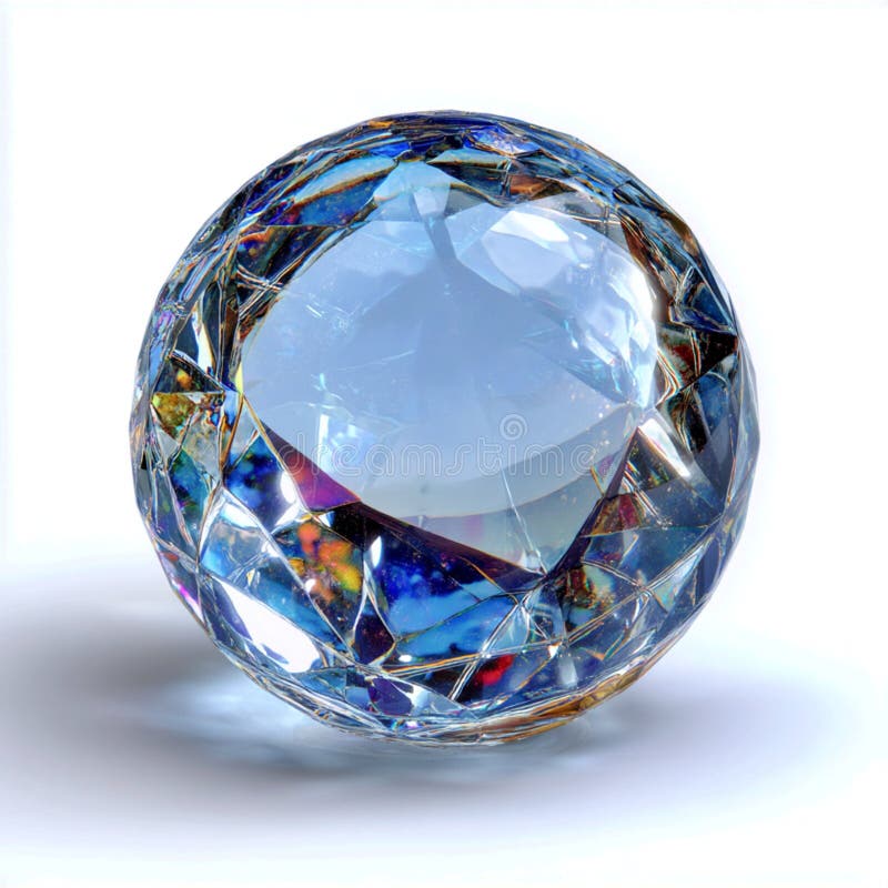 Faceted Crystal Ball Sphere on White Surface for Fortune Telling Stock ...