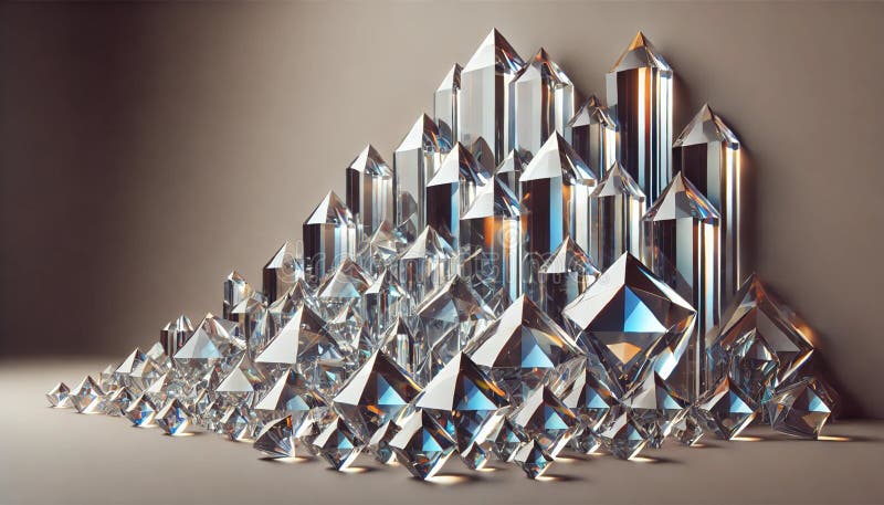 Prism-Like Crystal Pyramids Reflecting Light Stock Illustration ...