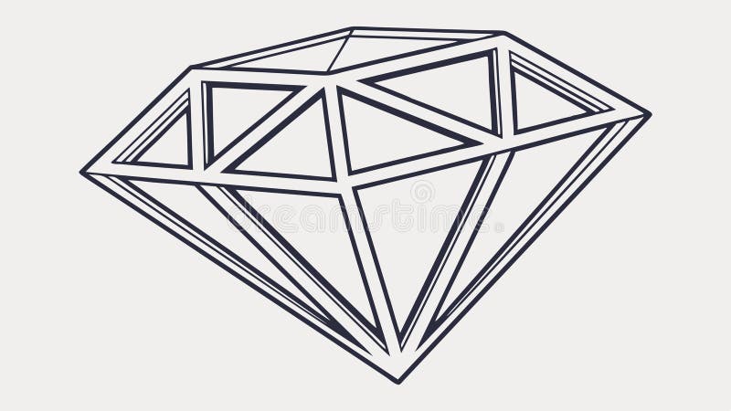 Faceted Diamond Outline, Gemstone and Elegance, Vector Design Generative AI Stock Vector ...
