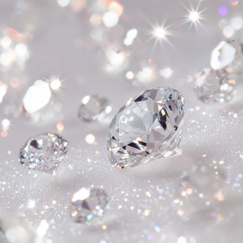 Sparkling Diamonds on Shimmering Surface with Light Reflections and ...