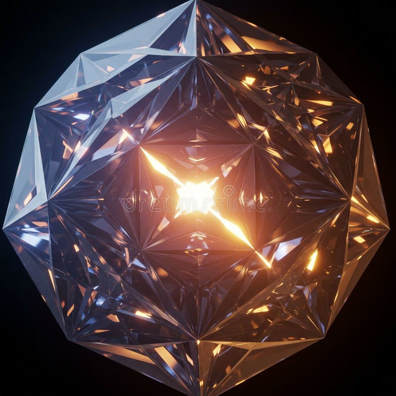 Faceted Geometric Structure Resembling a Complex, Transparent ...