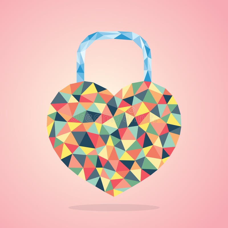 Faceted Heart Shaped Padlock. Vector Illustration Decorative Design ...