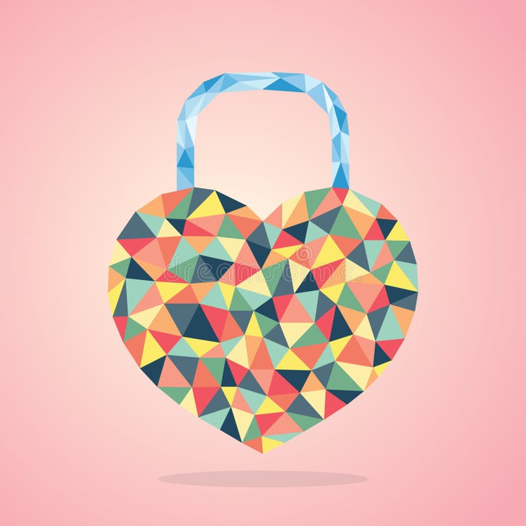 Faceted Heart Shaped Padlock. Vector Illustration Decorative Design ...