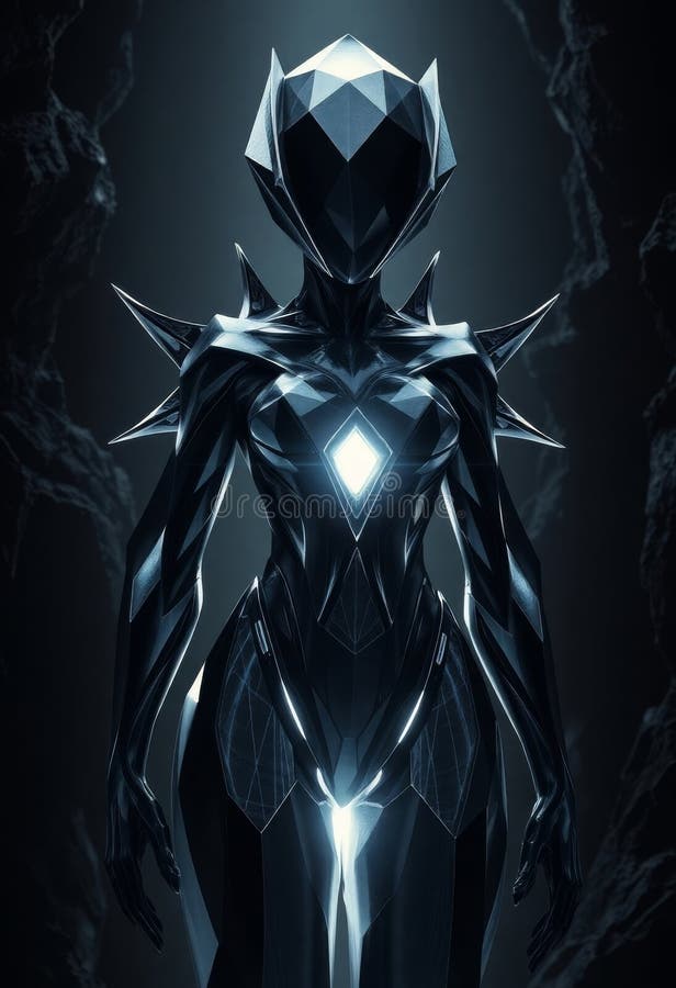 Faceted Humanoid with Radiant Core Stock Illustration - Illustration of ...