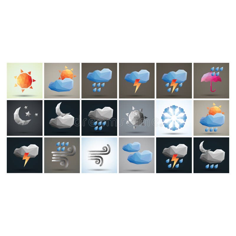 Faceted Icon Collection. Vector Illustration Decorative Design Stock ...