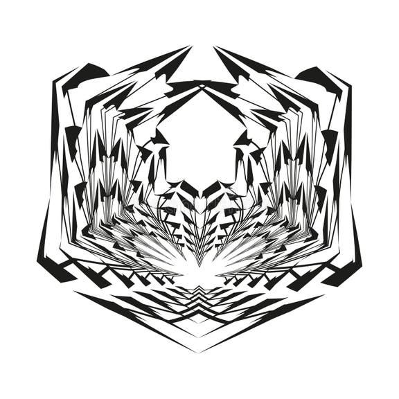 Faceted Octagon Emblem. Crystal Geometry Icon. Jagged Polygon Motif ...