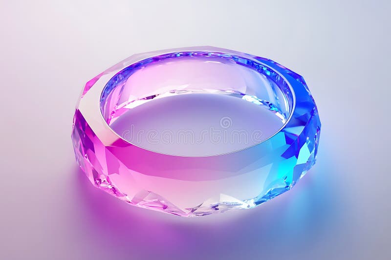 Faceted Ring Object with Translucent Pink and Blue Gradient, Studio ...