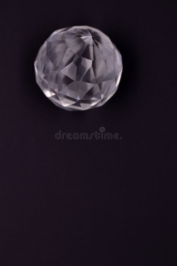 Faceted Sphere, Sparkling Crystal on Dark, Black Background. Large ...