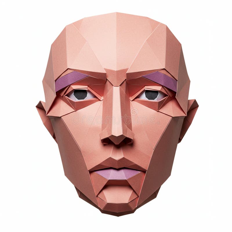 Faceted Three-dimensional Paper Model of a Human Face in a Geometric ...