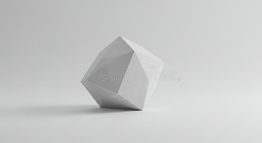 A Faceted, White Geometric Shape Resembling a Polyhedron is Positioned ...