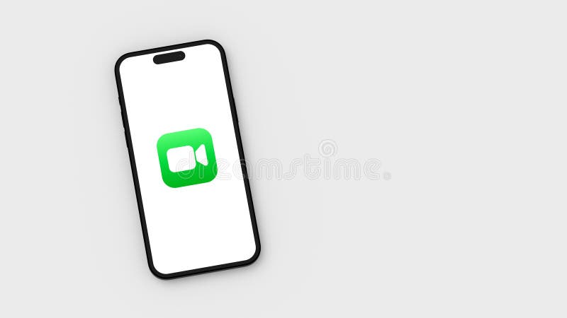 Facetime Logo on Mobile Phone Screen on Gray Background with Copy Space ...