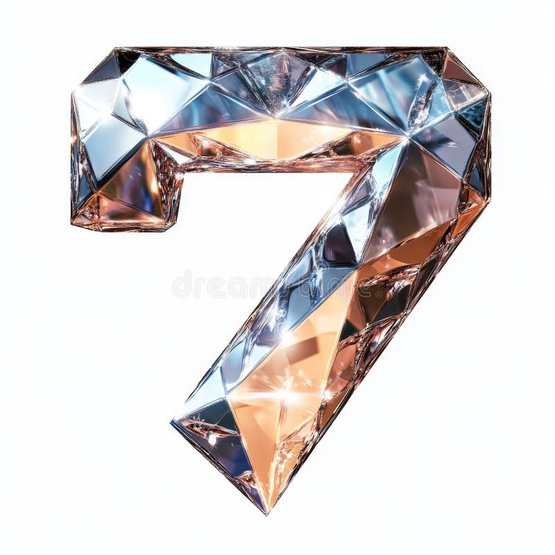 Facetted Diamond Number Seven 3D Render, Gemstone Typography, Luxury ...