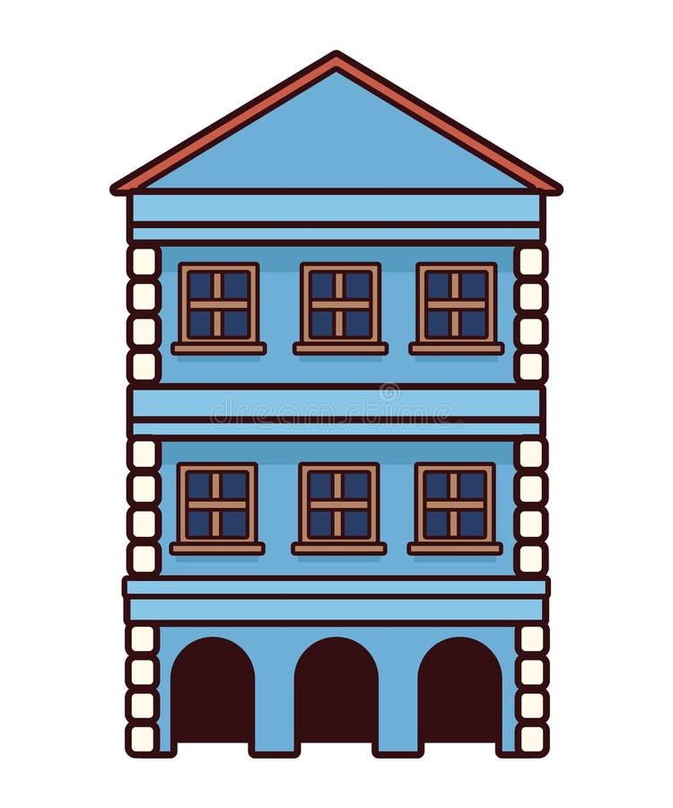 Edificio azul ilustración del vector. Ilustración de calle - 32253104