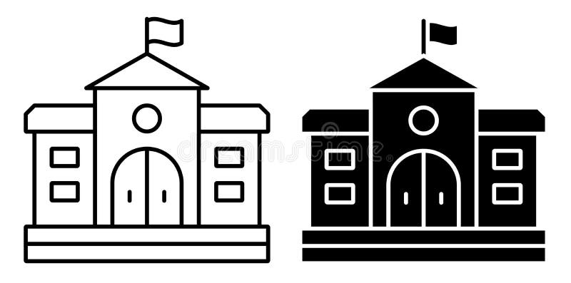 Fachada De La Escuela. Exterior Del Edificio Universitario. Icono ...