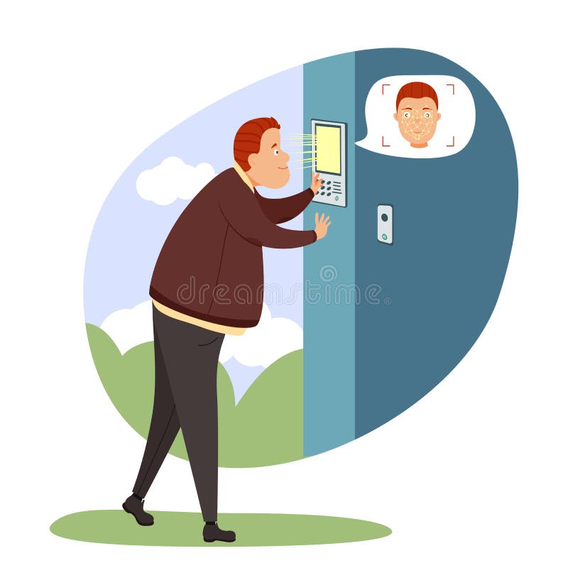 Facial Biometric Identification for Home Access Stock Vector ...