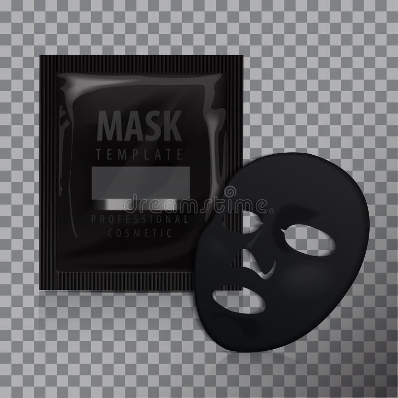 Facial Black Mask. Cosmetics Pack Stock Vector - Illustration of mask ...