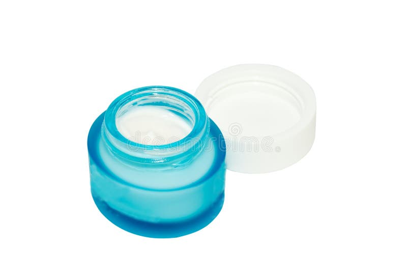 Cosmetic Cream in Blue Jar Isolated on White Background Stock Image ...