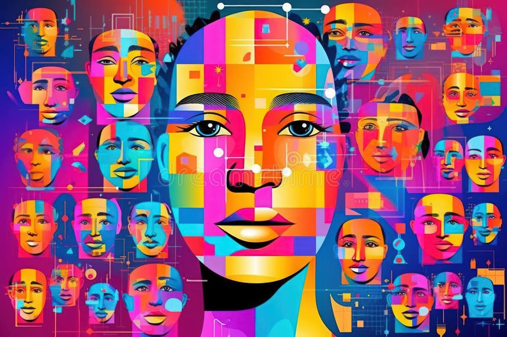 Facial Emotion Recognition and Artificial Intelligence - Generative AI Stock Illustration ...