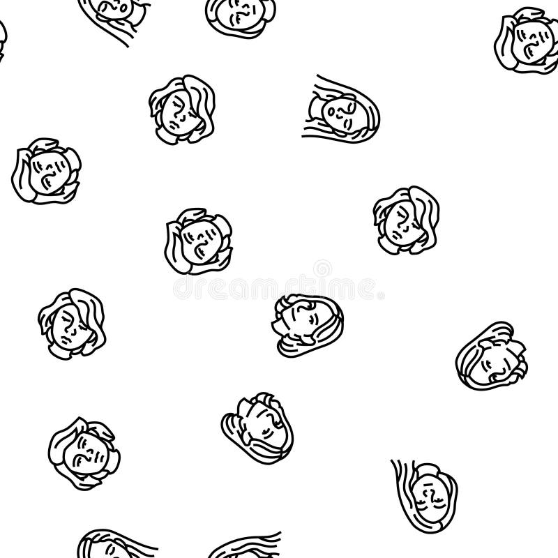 Facial Expression Female Smile Seamless Pattern Vector Stock ...