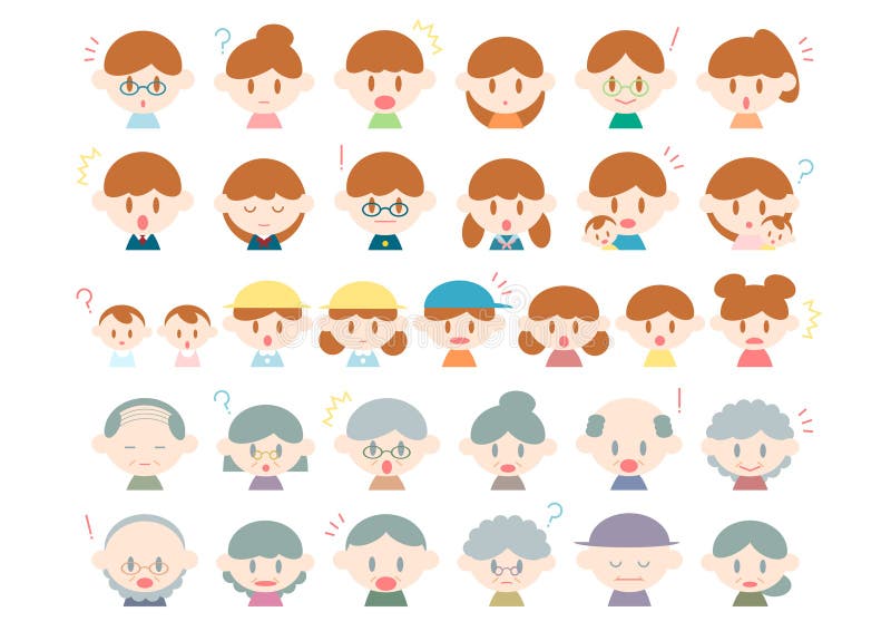 Facial Expression Icon Set. Surprised Face and Questioning Face. Vector ...