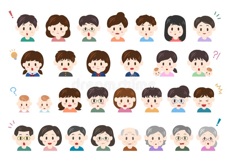 Facial Expression Icon Set. Surprised Face and Questioning Face. Vector ...