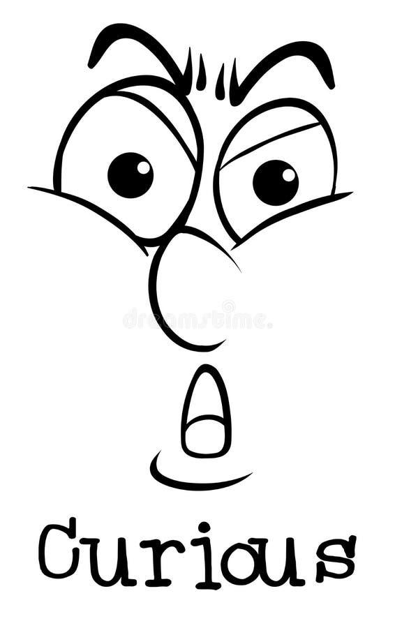 Facial Expression with Word Curious Stock Vector - Illustration of ...