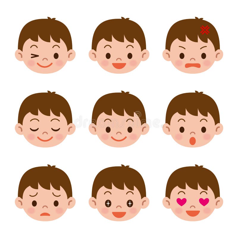 Facial expressions of boy stock vector. Illustration of icon - 77256112