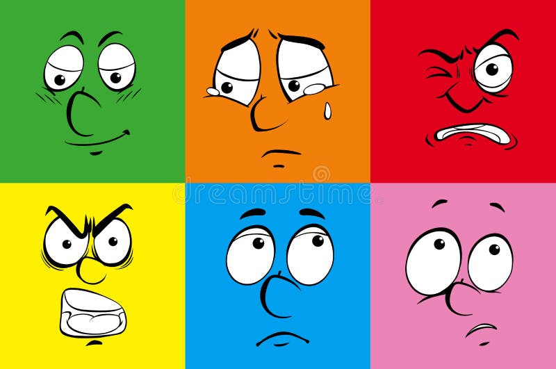 Facial Expressions on Different Color Background Stock Vector ...
