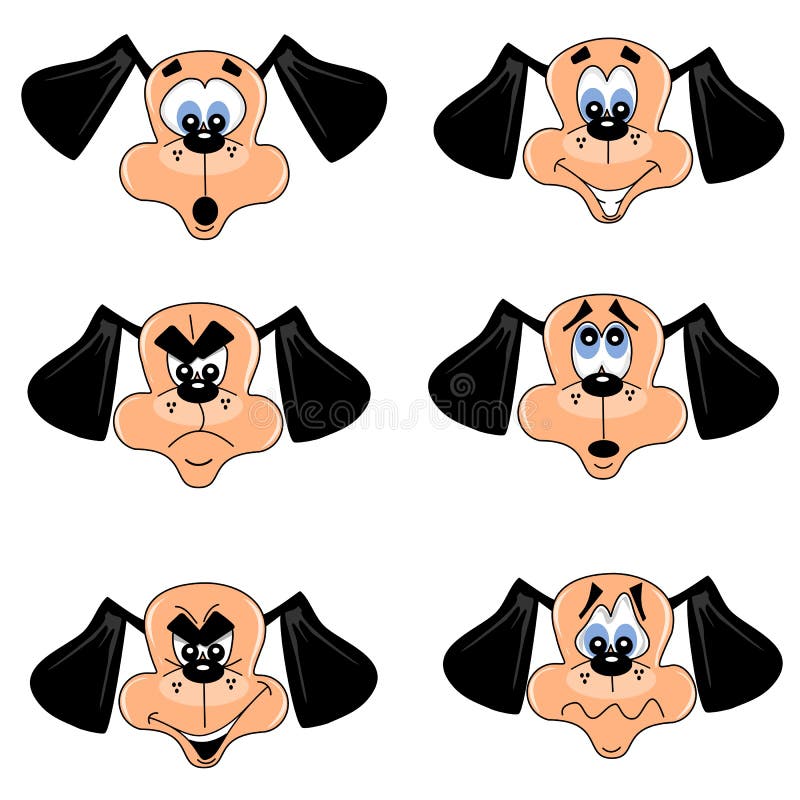 Facial Expressions on a Dog Stock Vector - Illustration of surprised ...