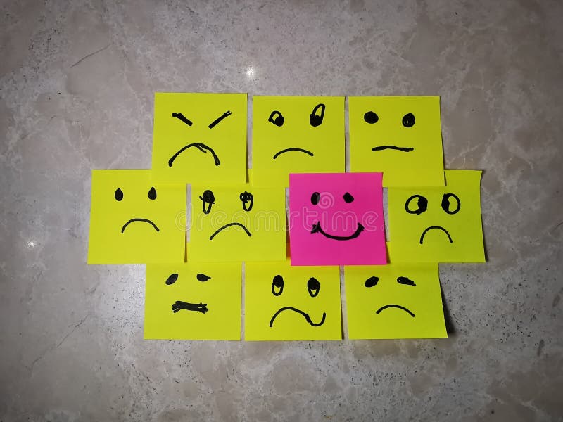 Facial Expressions Drawn on Sticky Notes Stock Image - Image of adult ...