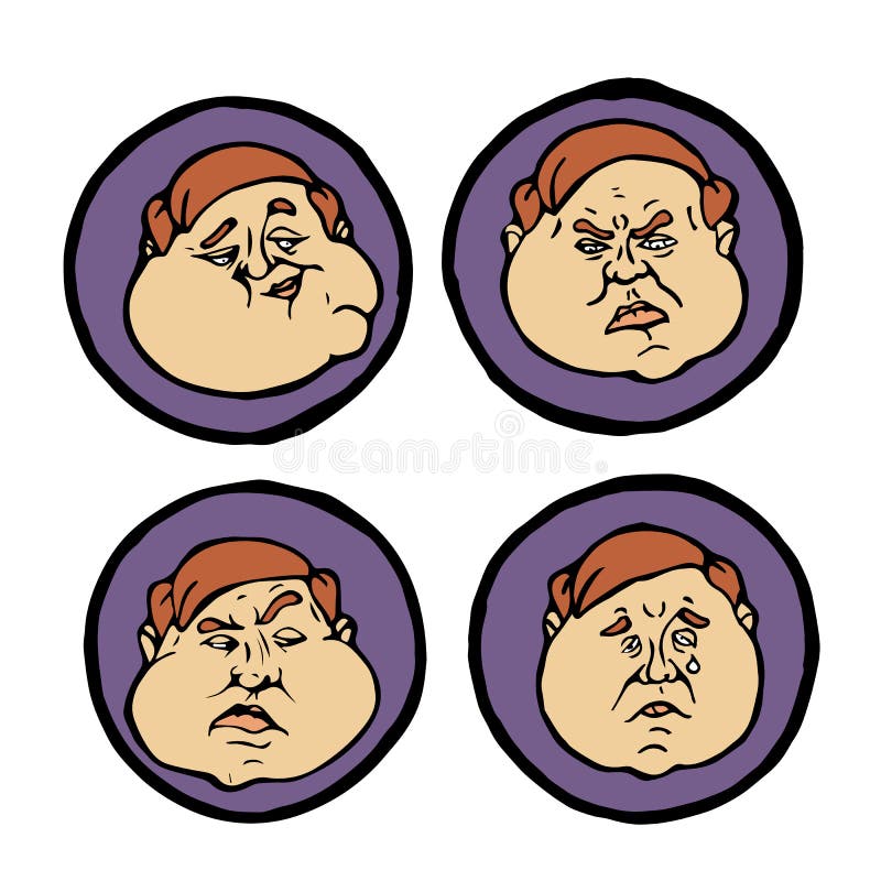 Facial Expressions in Man`s Faces, Emotions Icons Set. Stock Vector ...