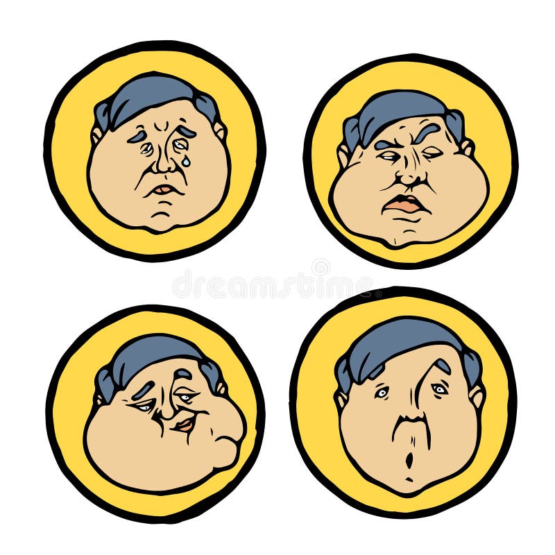 Facial Expressions in Man`s Faces, Emotions Icons Set. Stock Vector ...