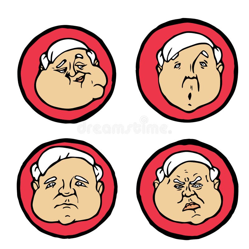 Facial Expressions in Man`s Faces, Emotions Icons Set. Stock Vector ...
