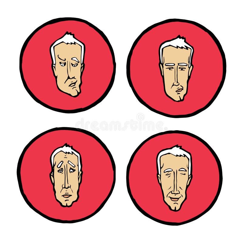 Facial Expressions in Man`s Faces, Emotions Icons Set. Stock Vector ...