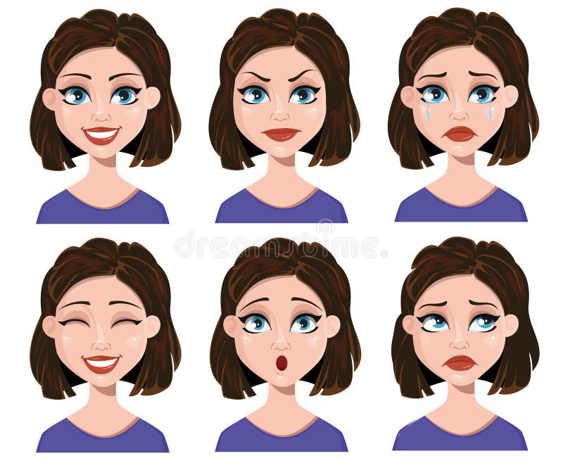 Woman Facial Expressions Emotions Stock Illustrations 1 909 Woman