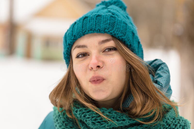 Facial Girl Chewing on a Cold Winter Stock Image - Image of facial ...