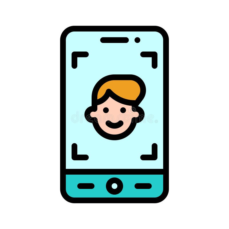 Facial Recognition App Icon, Mobile Application Vector Illustration ...