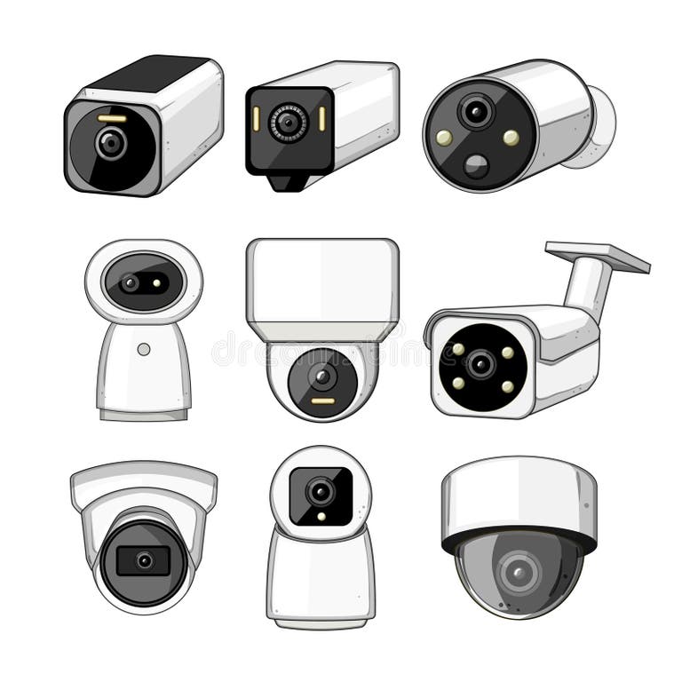 Facial Recognition Camera Set Cartoon Vector Illustration Stock Vector ...