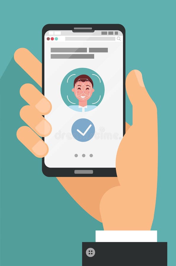 Identity Verification. Face Detect and Recognition. Scanning Process on ...