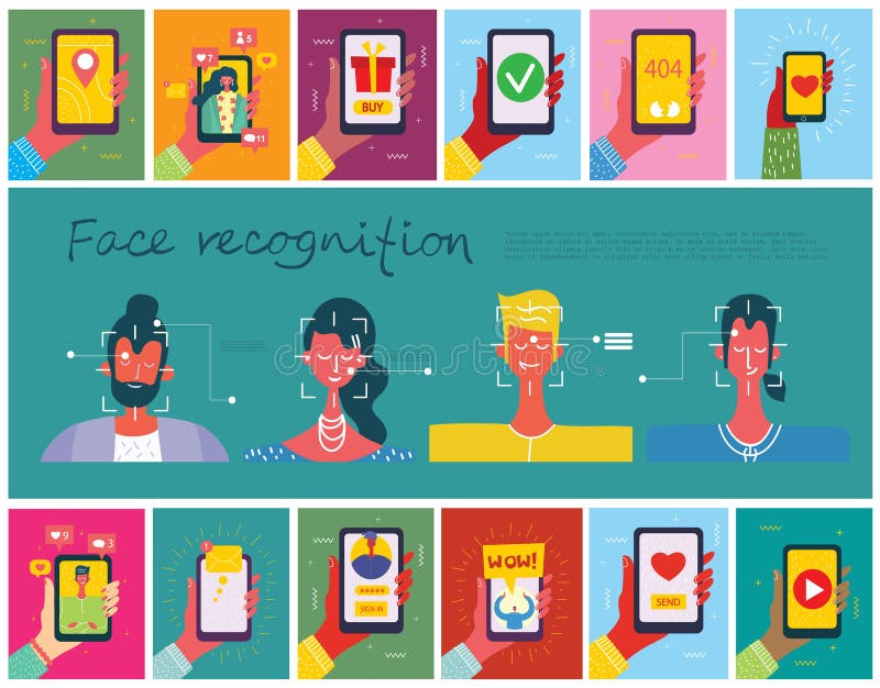 Facial Recognition Concept. Face ID, Face Recognition System with ...