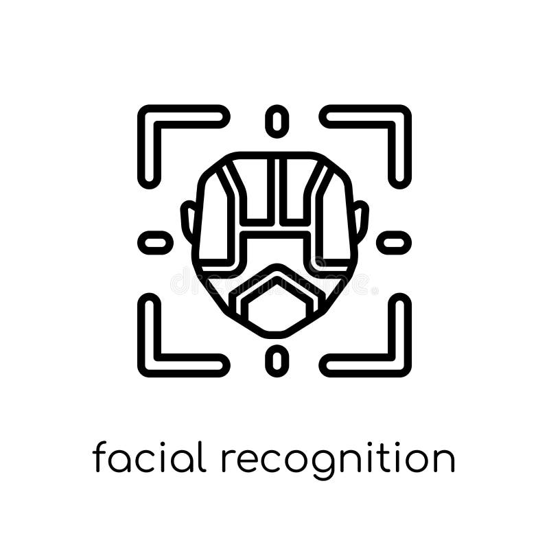 Facial Recognition Icon. Trendy Modern Flat Linear Vector Facial Stock ...