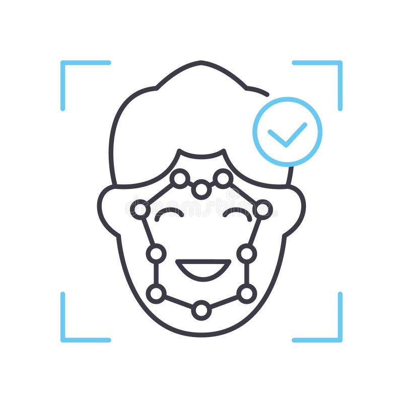 Facial Recognition Line Icon, Outline Symbol, Vector Illustration ...