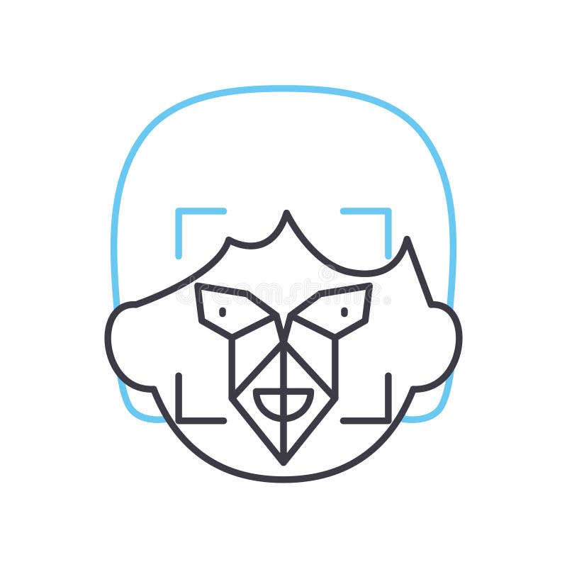 Facial Recognition Line Icon, Outline Symbol, Vector Illustration ...