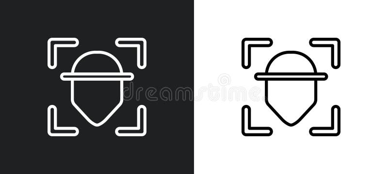 Facial Recognition Outline Icon in White and Black Colors. Facial Recognition Flat Vector Icon ...