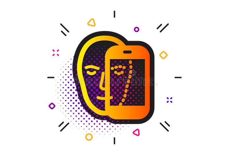 Face Biometrics Icon. Facial Recognition by Phone Sign. Vector Stock ...