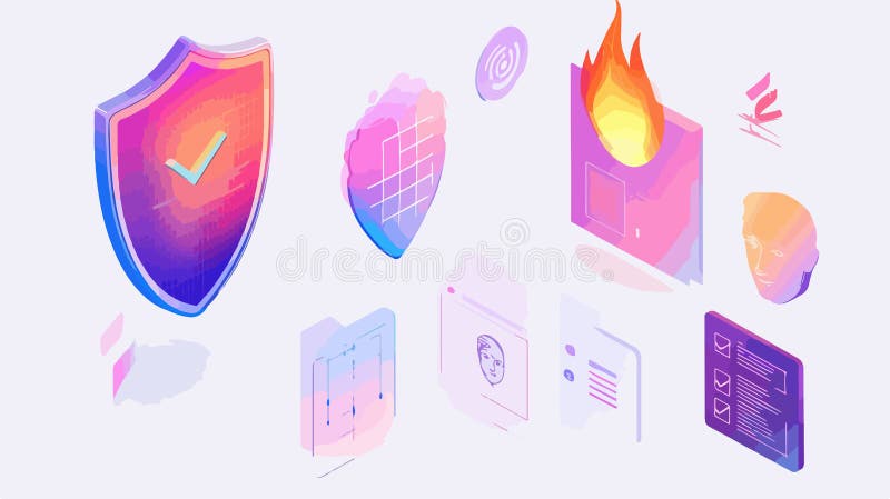 Facial Recognition Scan Shield with Check Mark Protection Stock Vector ...