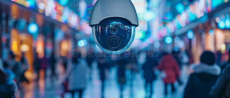 Facial Recognition Software Analyzing Faces in a Crowd through Security ...