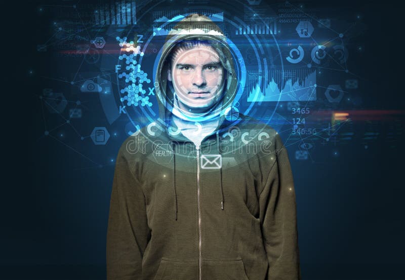 Young Man on Dark Background, Face Recognition Concept Stock Image ... Young Man on Dark Background, Face Recognition Concept Stock Image ...