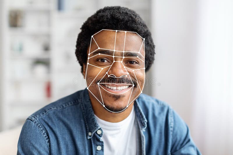 Facial Recognition Technology Digital Overlay Man Face Stock Photos ...